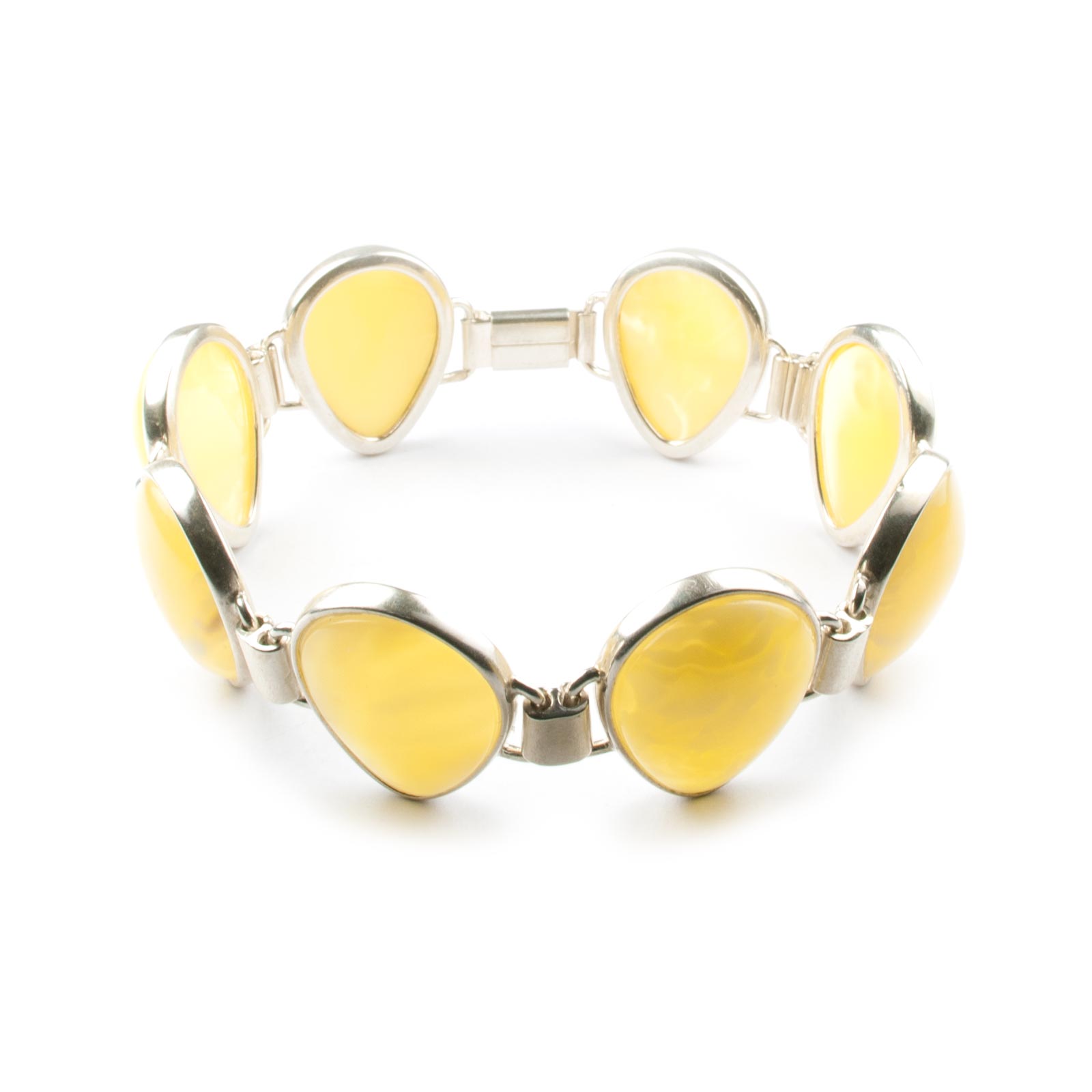 Silver Chain Bracelet with Natural Baltic Amber "Belle" - Amber Queen